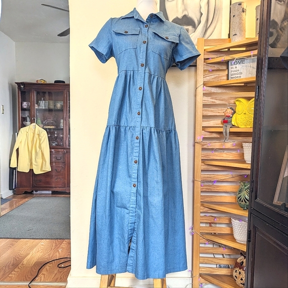 MISSLOOK | Dresses | Miss Look Denim Tiered Midi Dress | Poshmark